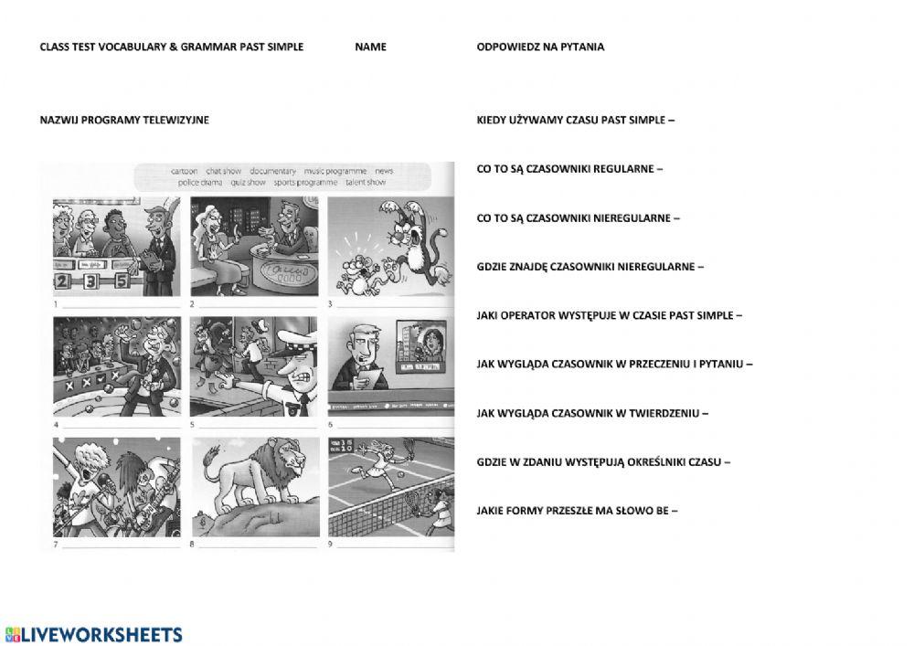 Past simple test activity | Live Worksheets