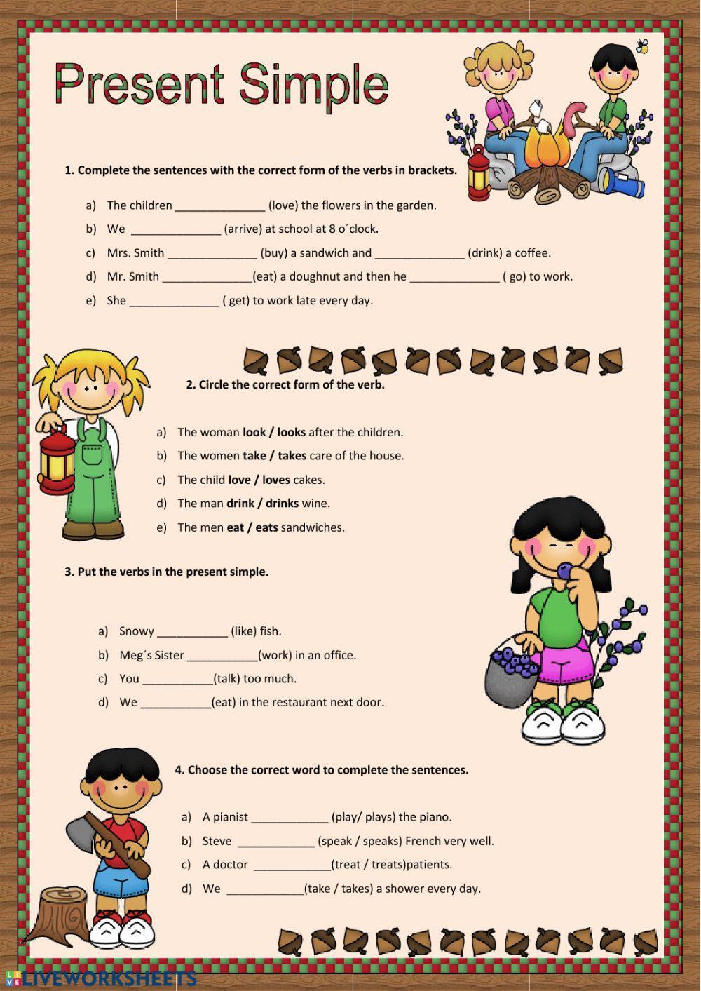 Present simple positive sentences exercises