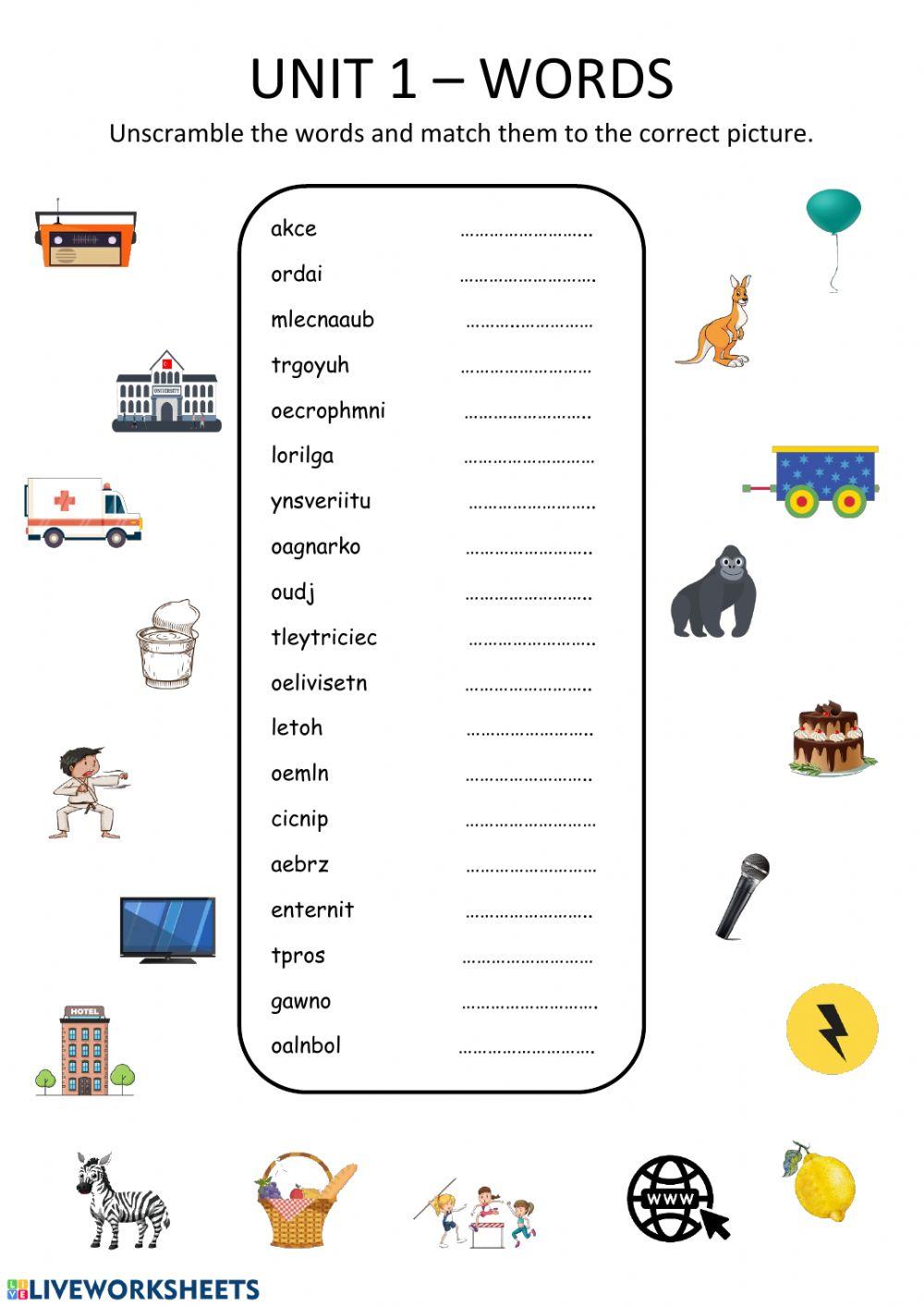 Words activity | Live Worksheets