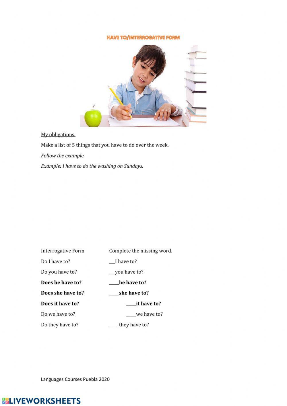 Have to Interro… | Free Interactive Worksheets | 66062