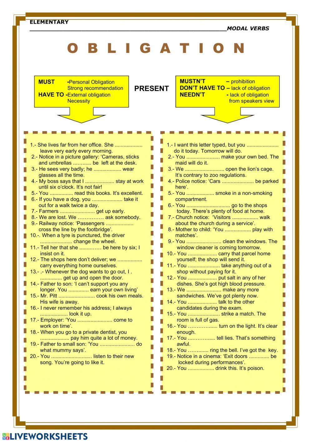 Modal Verbs 2 | Free Interactive Worksheets | 66279