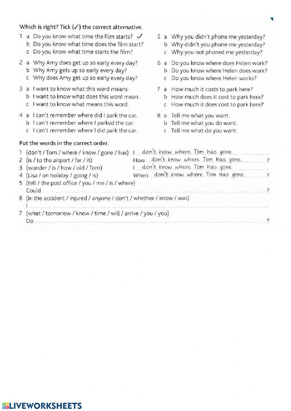 Questions - practice 3 worksheet | Live Worksheets