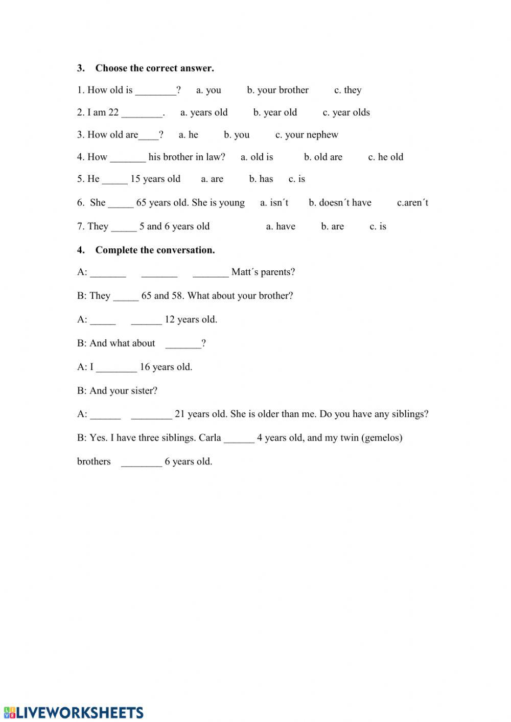 How old | MLuisaMoreno | Live Worksheets