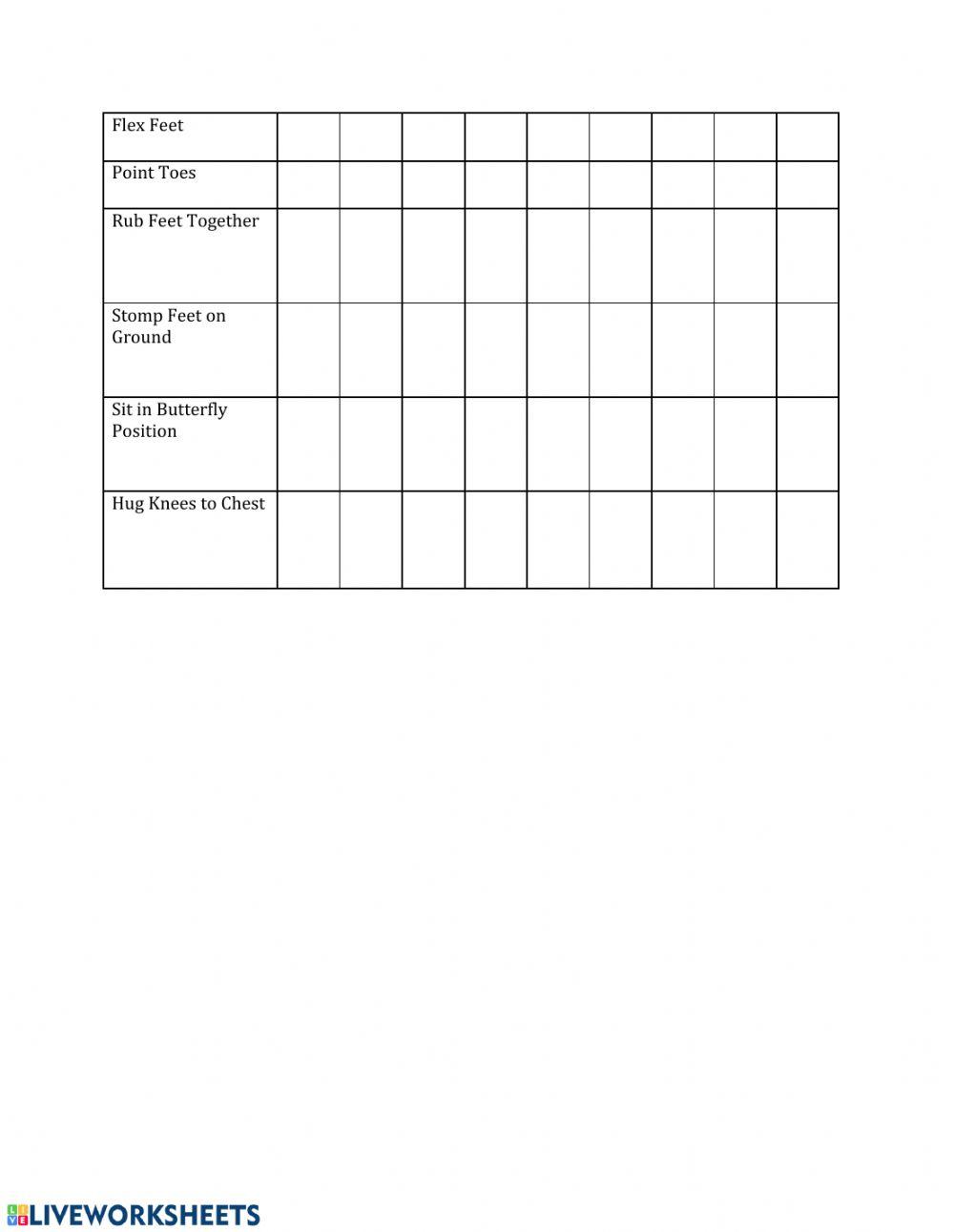 Simple Movement Imitation worksheet | Live Worksheets