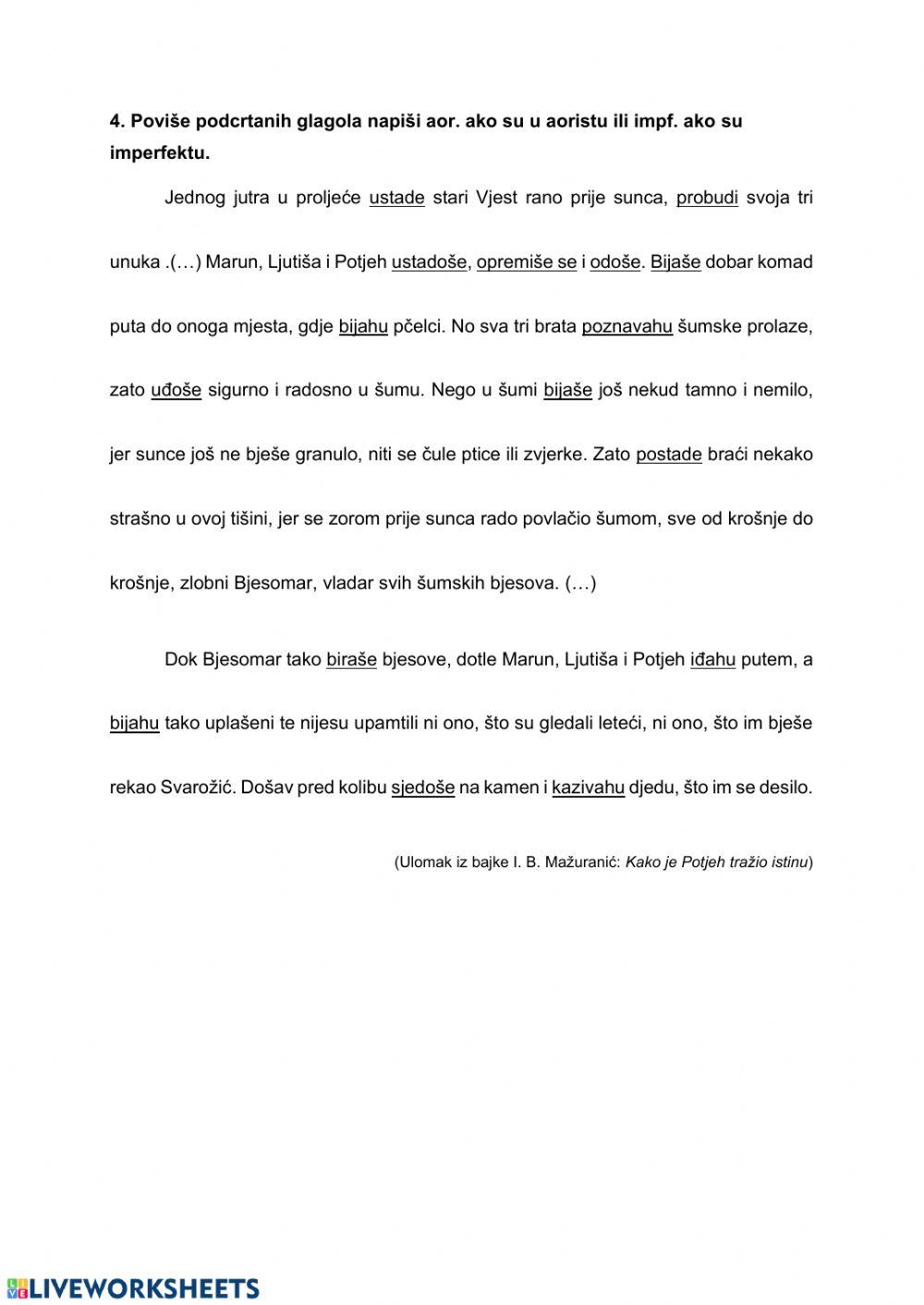 Aorist i imperf… | Free Interactive Worksheets | 5416387