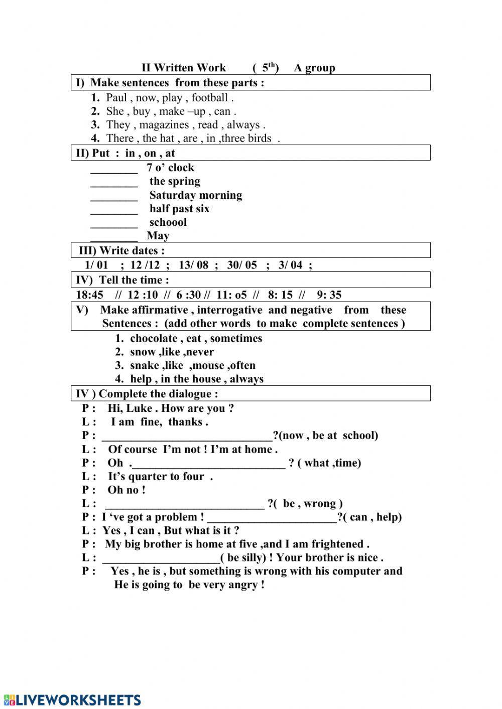 GRammar Check worksheet | Live Worksheets