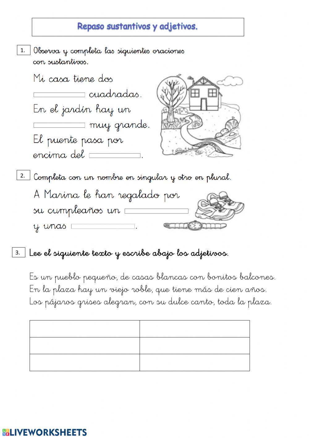 Repaso Sustantivos Y Adjetivos Online Exercise For Live Worksheets