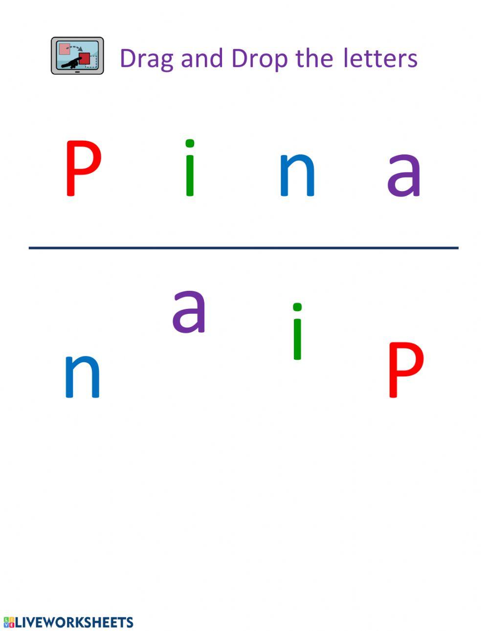 Name . Pina worksheet | Live Worksheets