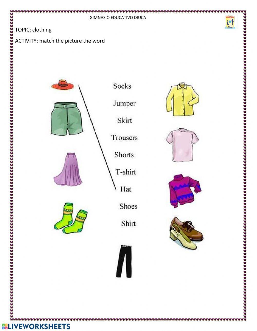 Prendas De Vestir En Ingles Worksheet Live Worksheets 46 Off
