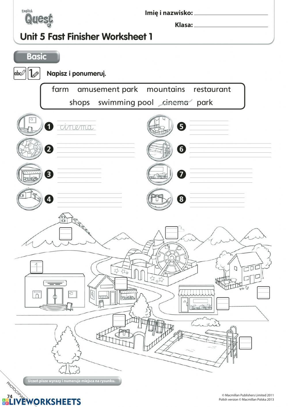 Places in town online worksheet | Live Worksheets