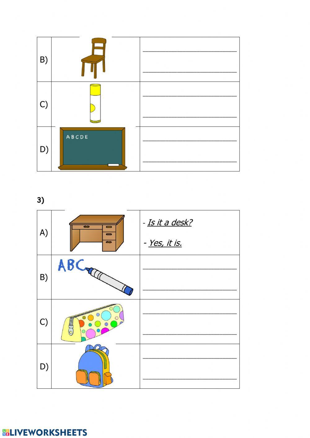 My school things 2 worksheet | Live Worksheets
