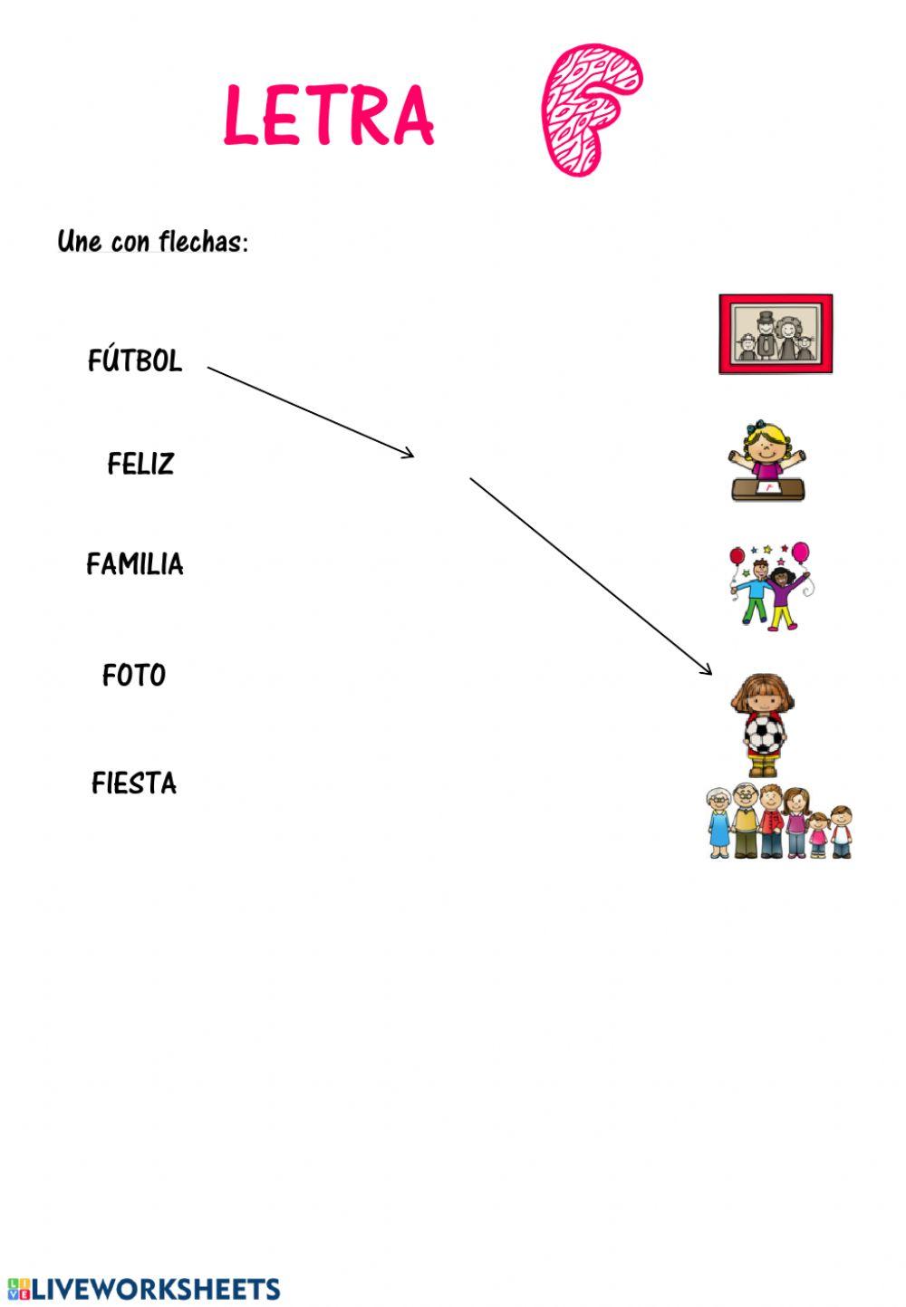 Letra F worksheet | Live Worksheets
