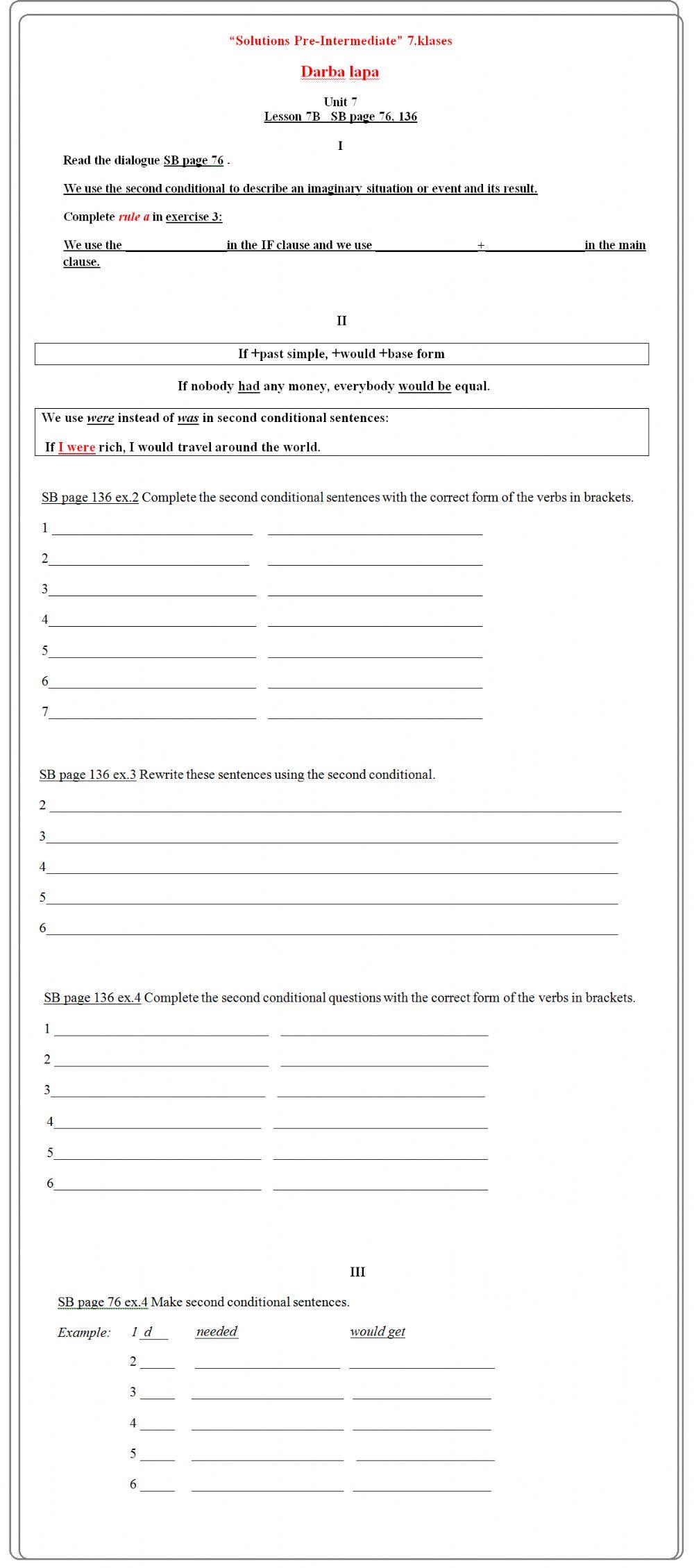 Second Conditional online exercise | Live Worksheets
