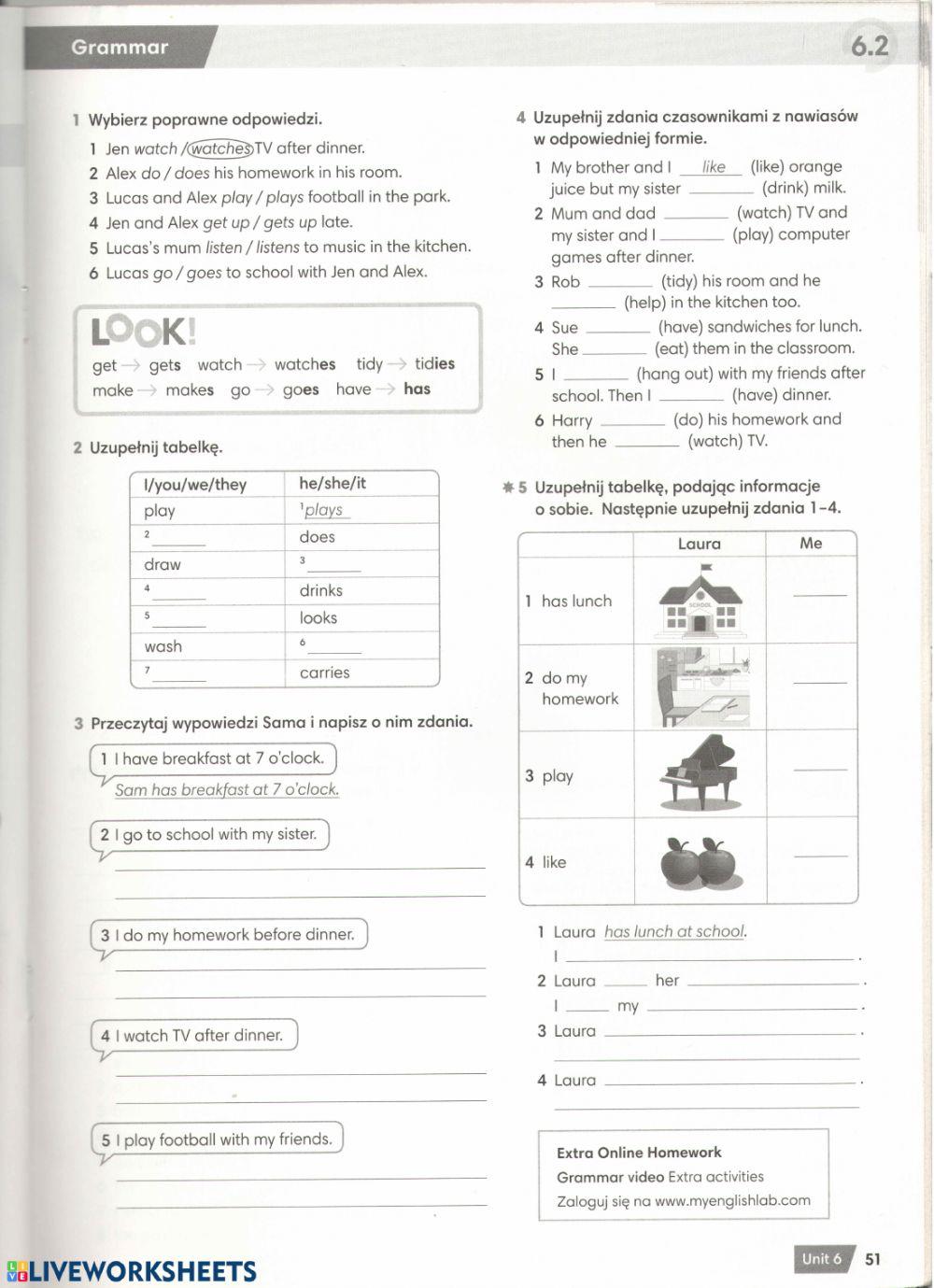 Klasa 4a, present simple statements online exercise for | Live Worksheets