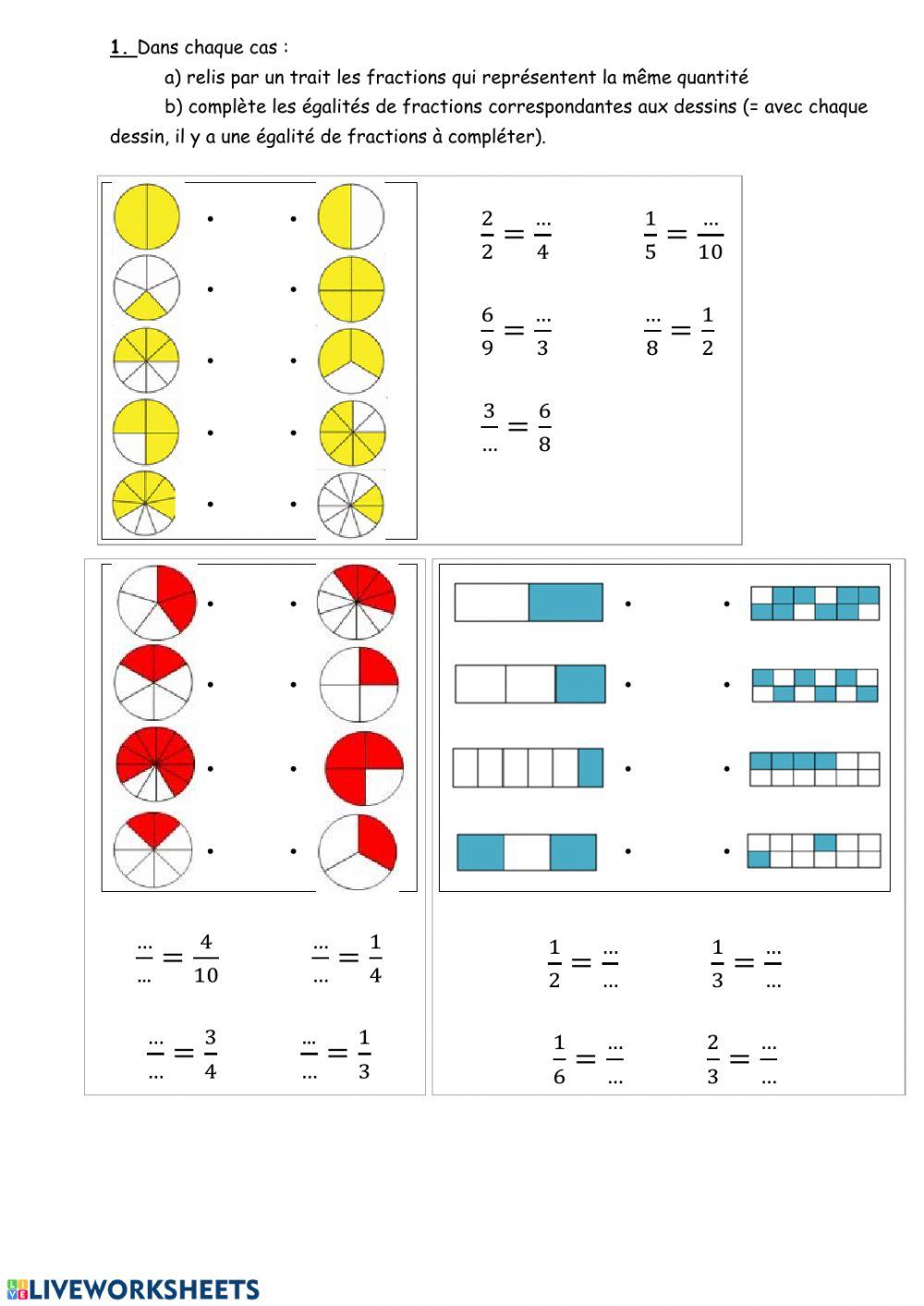 5è-N3-Activité égalité fractions online exercise for | Live Worksheets