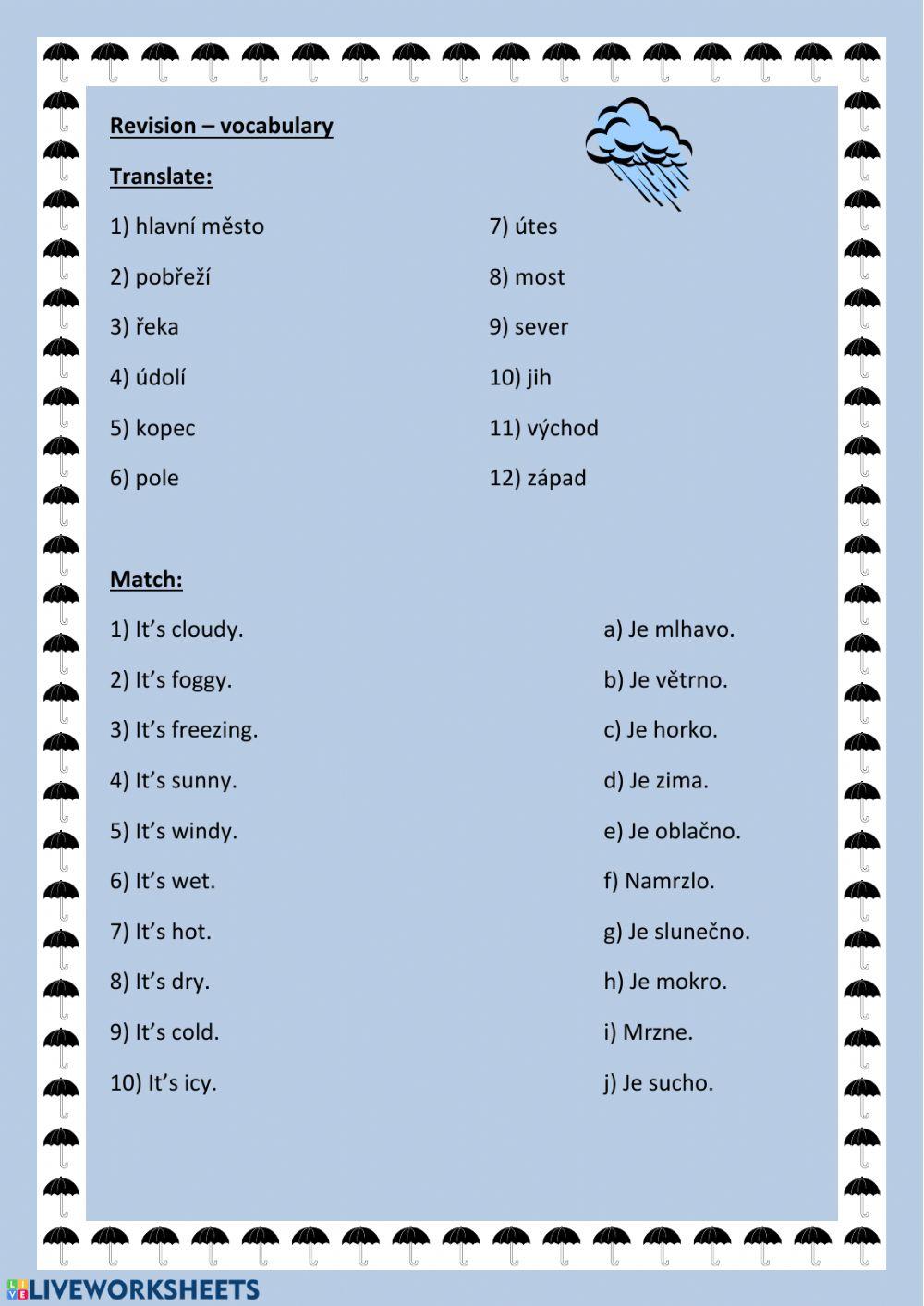Weather English as a Second Language (ESL) worksheet | Live Worksheets