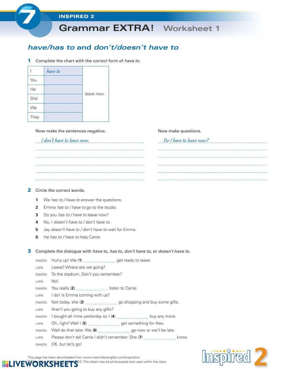 Have to worksheet | Live Worksheets