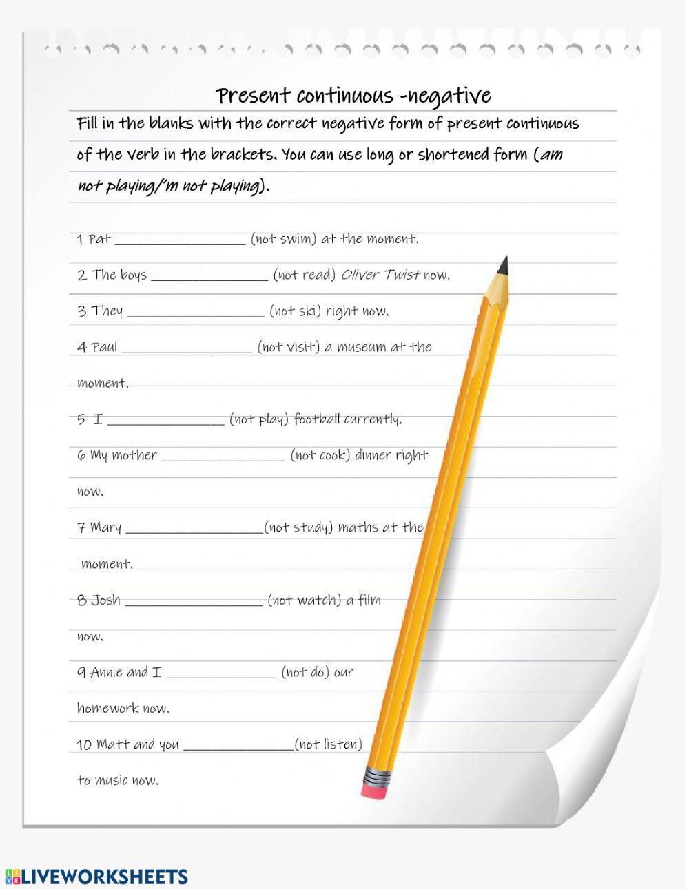 Present continu… | Free Interactive Worksheets | 68667