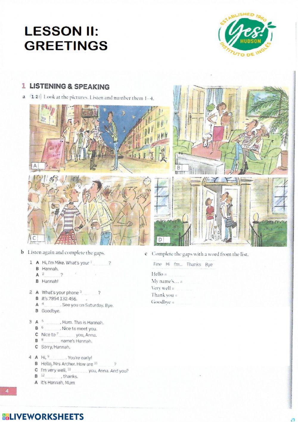 Greetings interactive activity | Live Worksheets