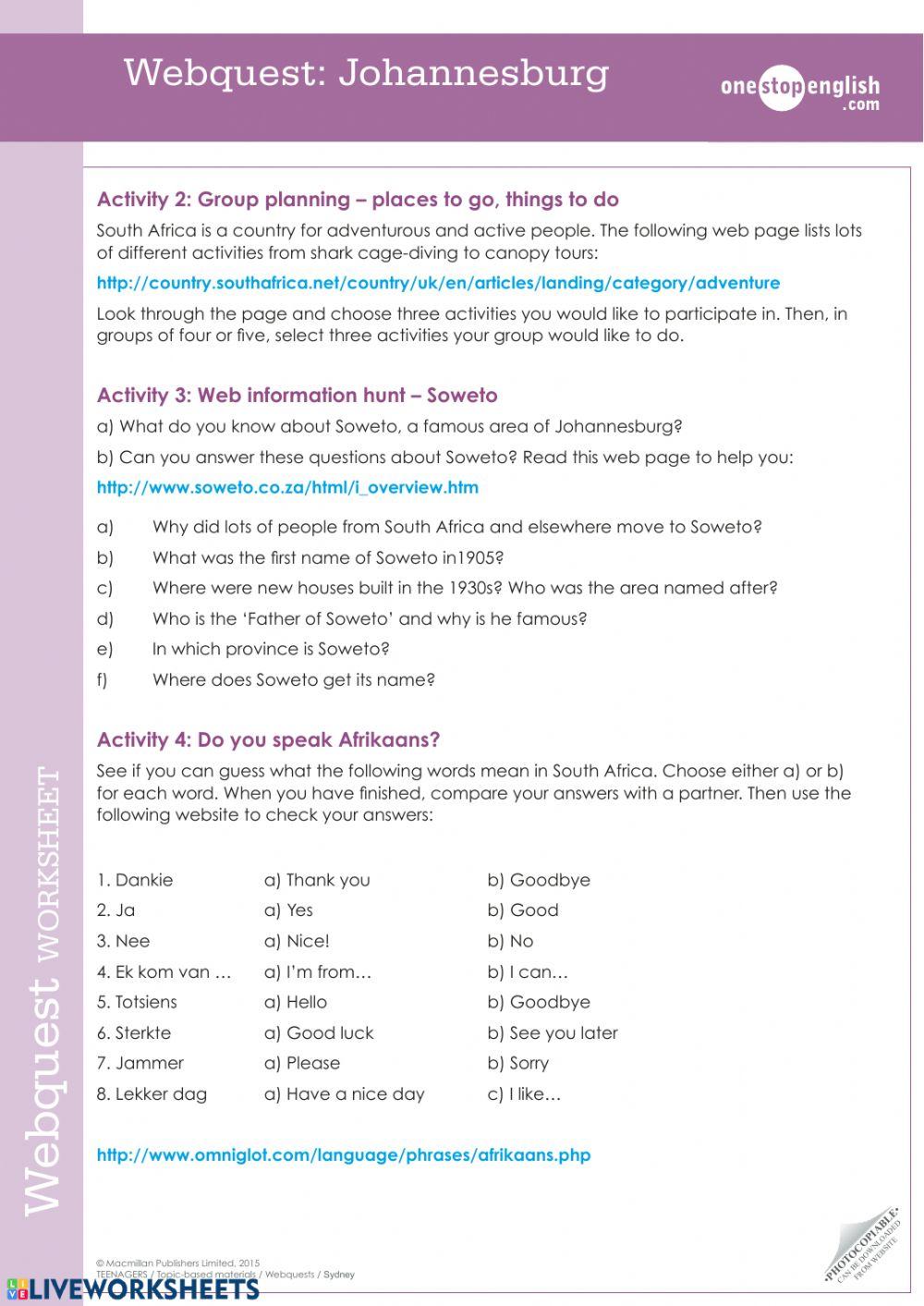 Webquest: Johan… | Free Interactive Worksheets | 5420474