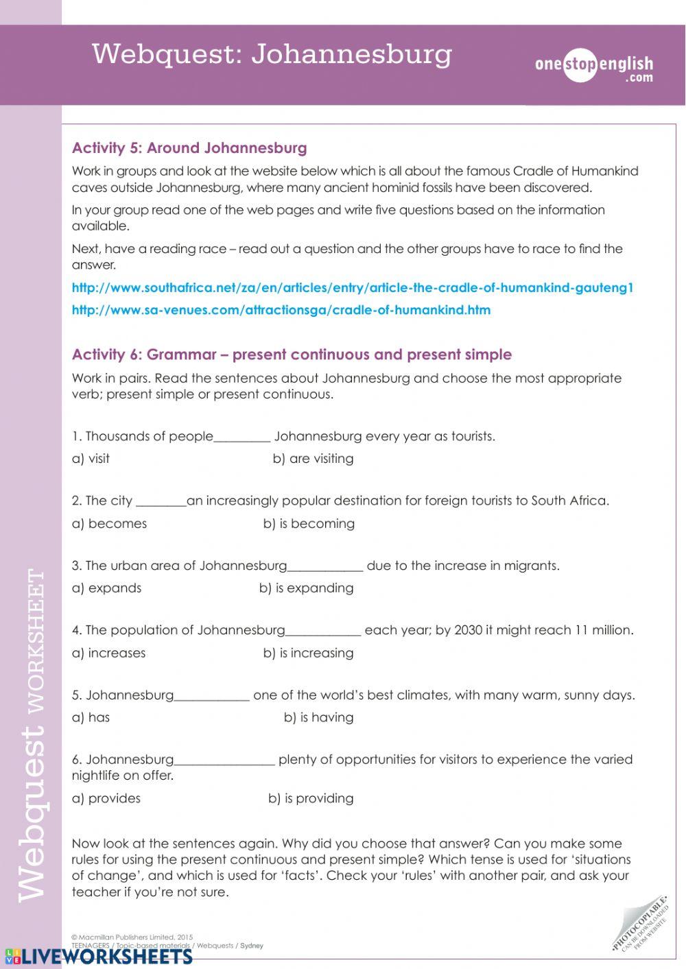 Webquest: Johan… | Free Interactive Worksheets | 5420474