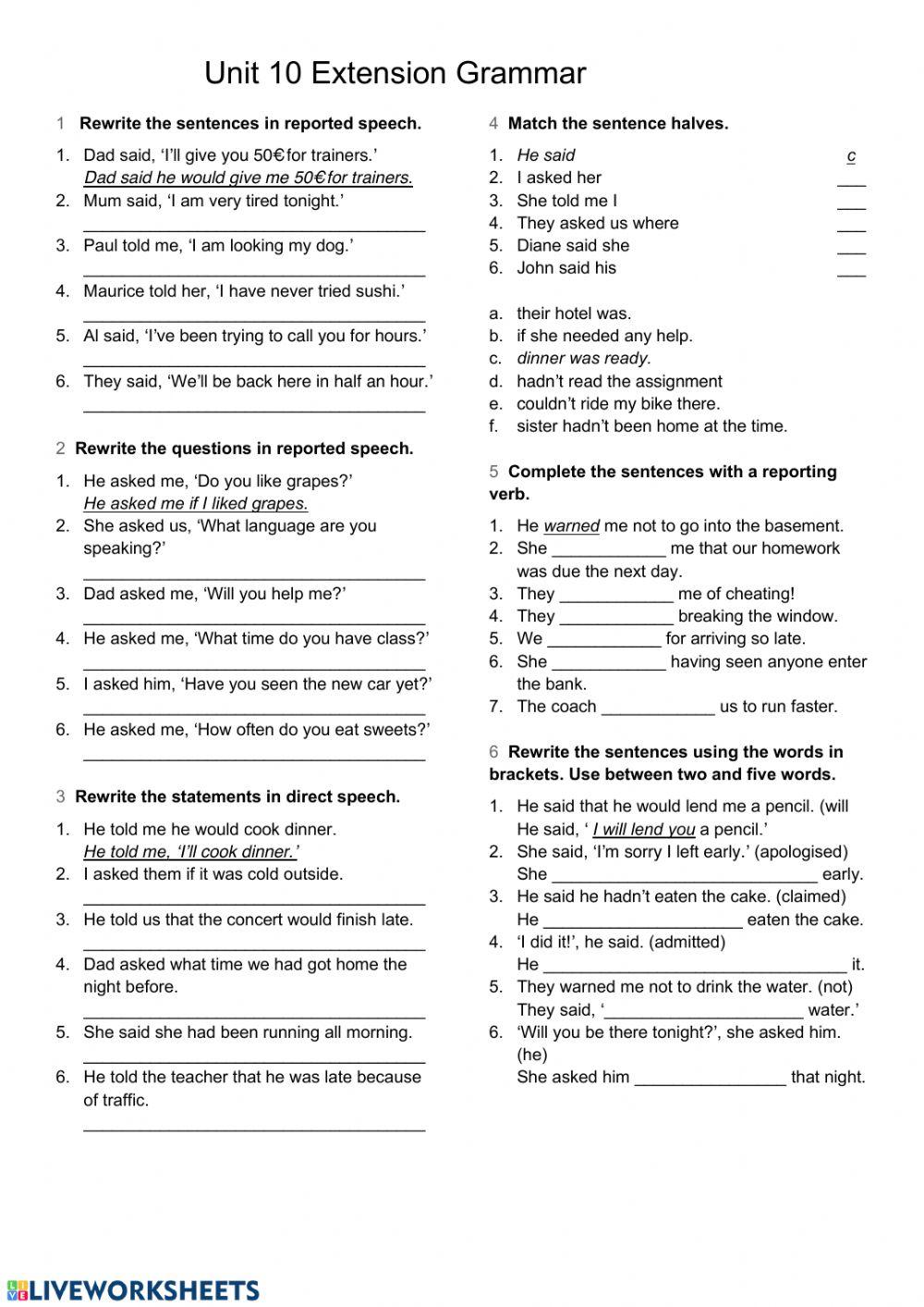 Grammar practice activity | Live Worksheets