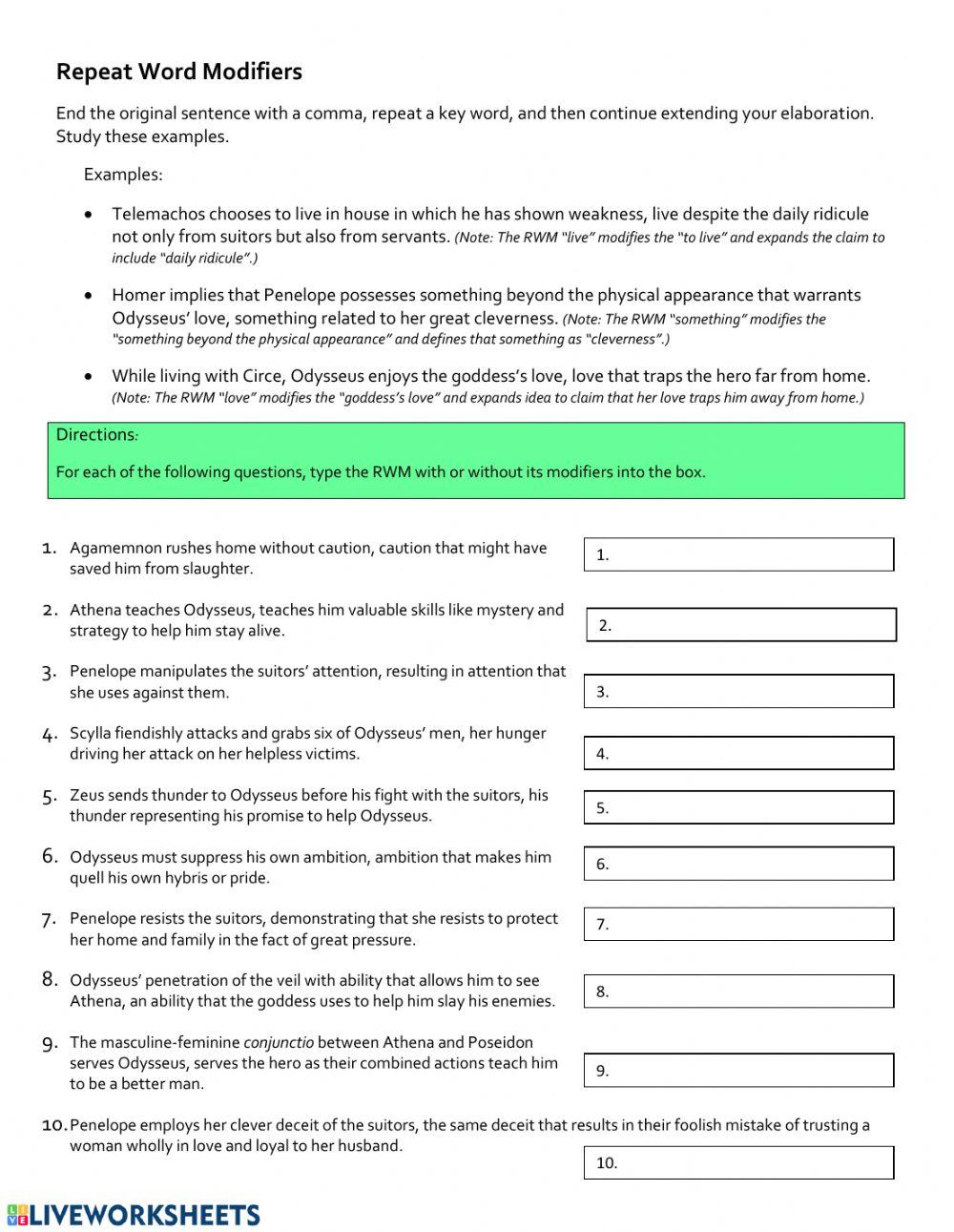 RWM Practice (WS) 1 worksheet | Live Worksheets