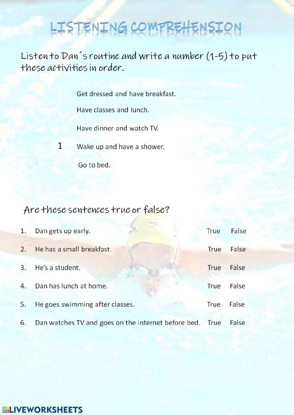 Listening compr… | Free Interactive Worksheets | 5421430