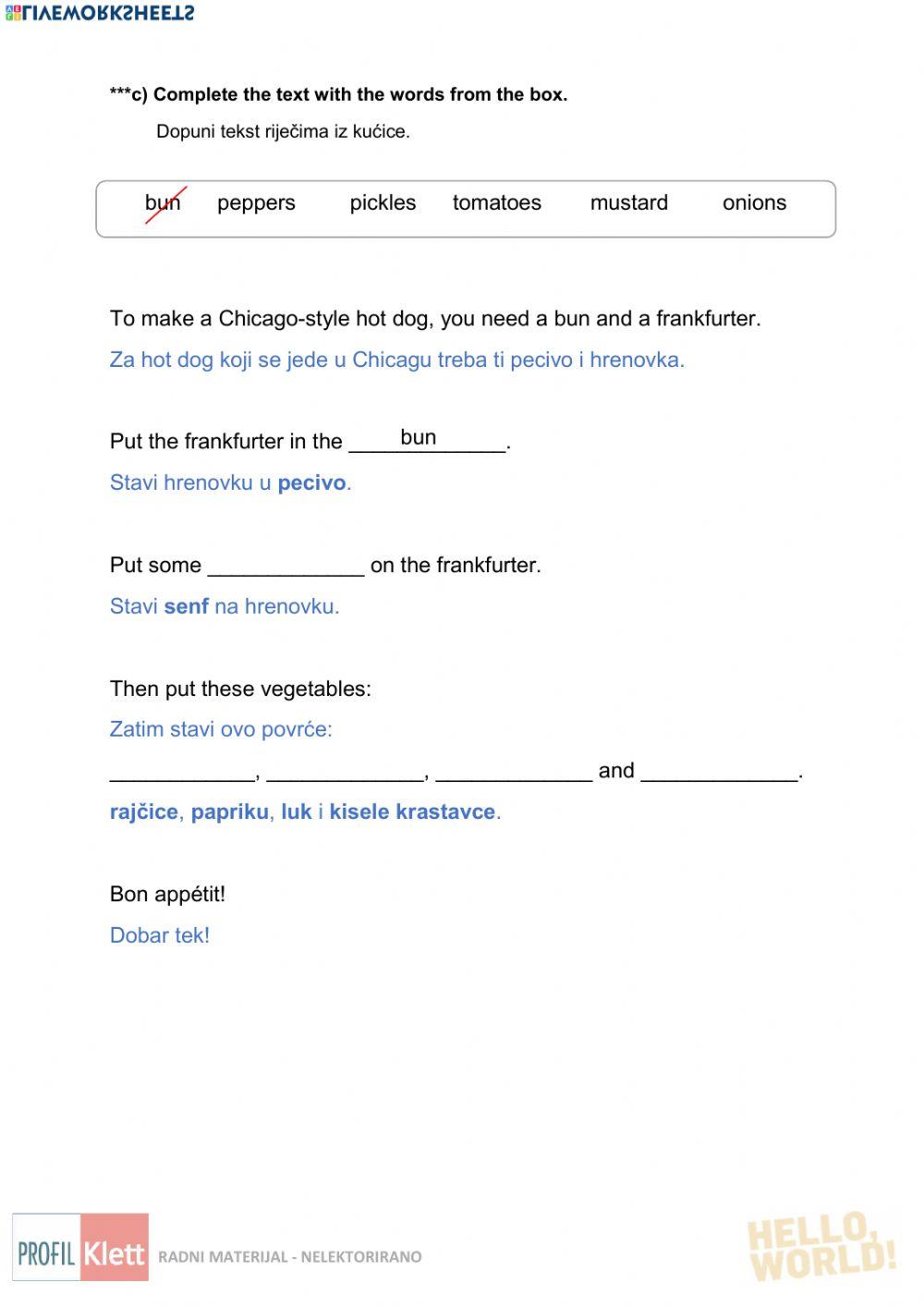 HW5-SEN-Unit3-Lesson 3C-A hot dog, please worksheet | Live Worksheets