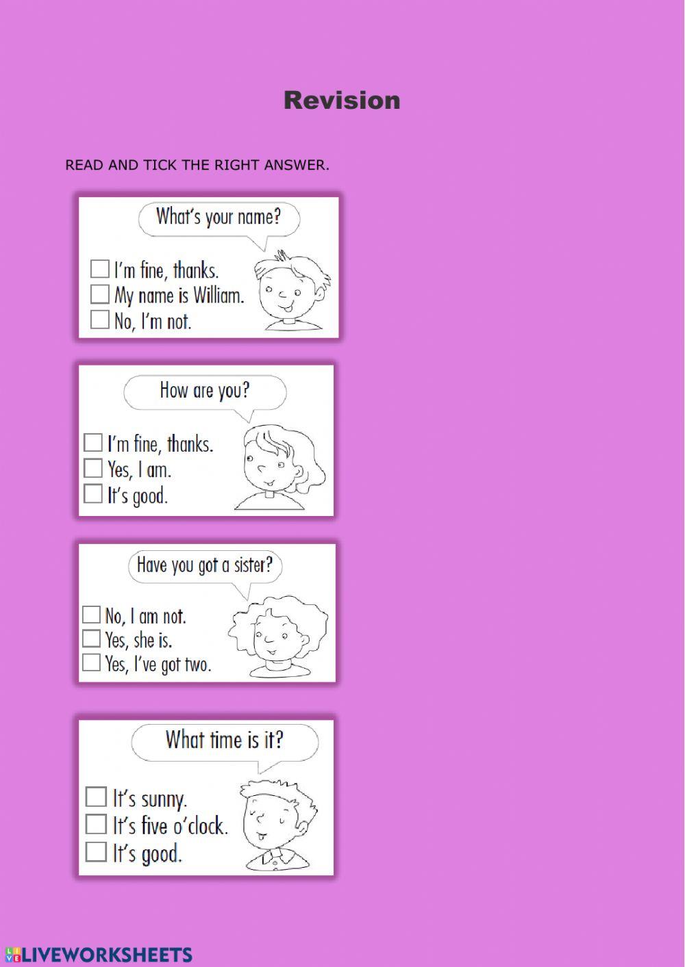 Revision worksheet for 3 | Live Worksheets