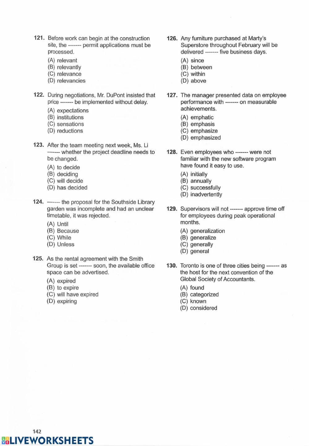 Test 5. Part 5. ETS 2019 worksheet | Live Worksheets