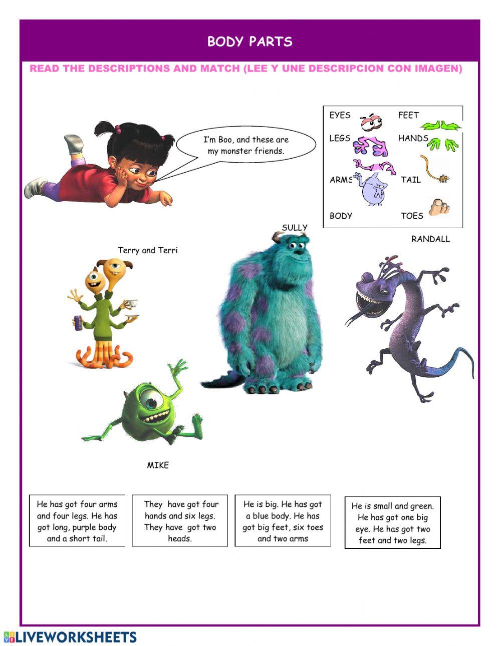 Has got - Parts of the body worksheet | Live Worksheets