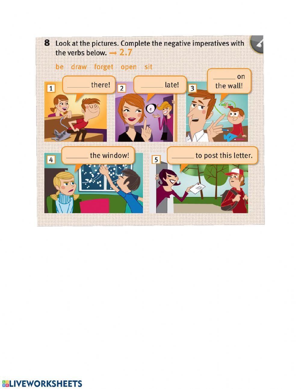 Imperatives | Free Interactive Worksheets | 71227