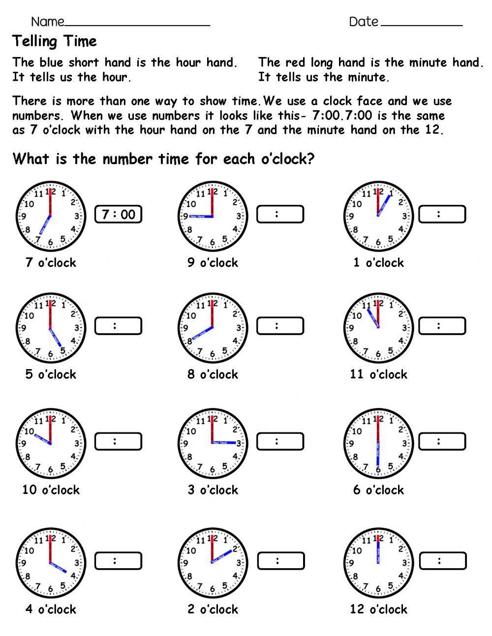 14-2 O'clock and 00 worksheet | Live Worksheets