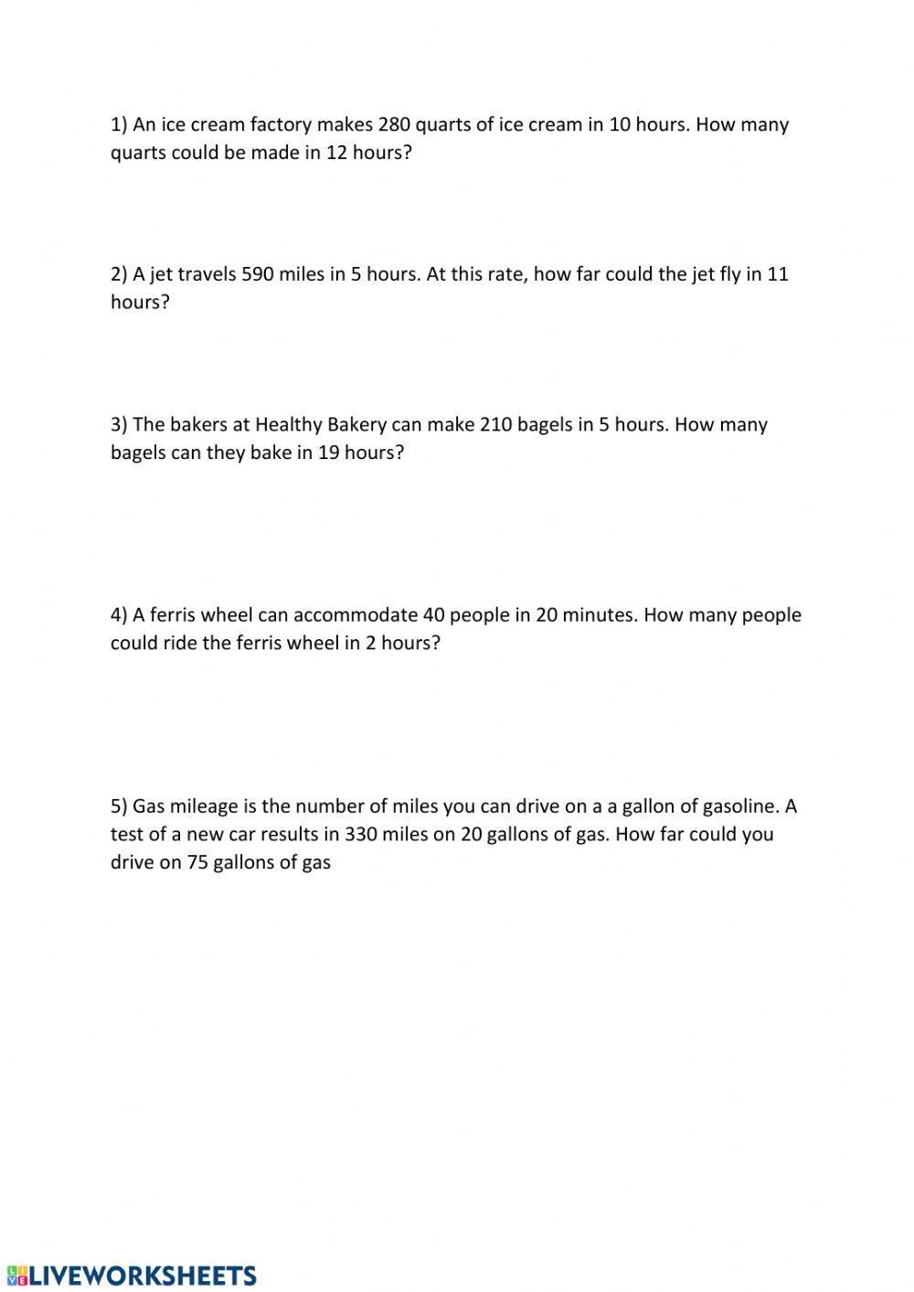 ratio problems 6th grade
