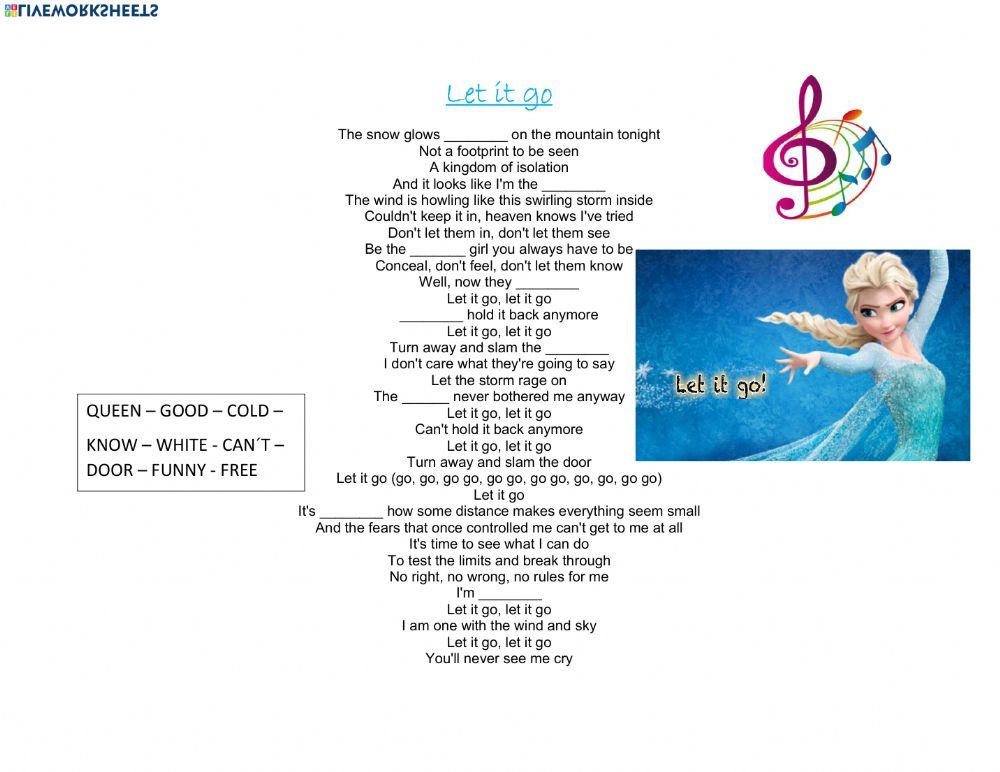 Let irt go worksheet | Live Worksheets