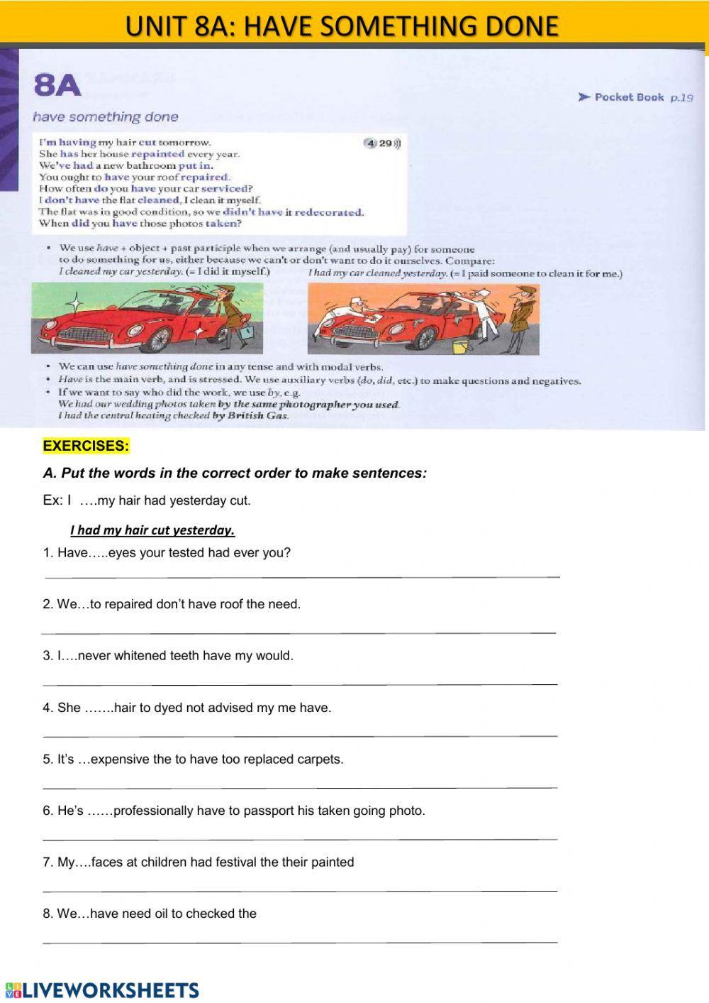 Have something done 72064 | DANIEL | Live Worksheets