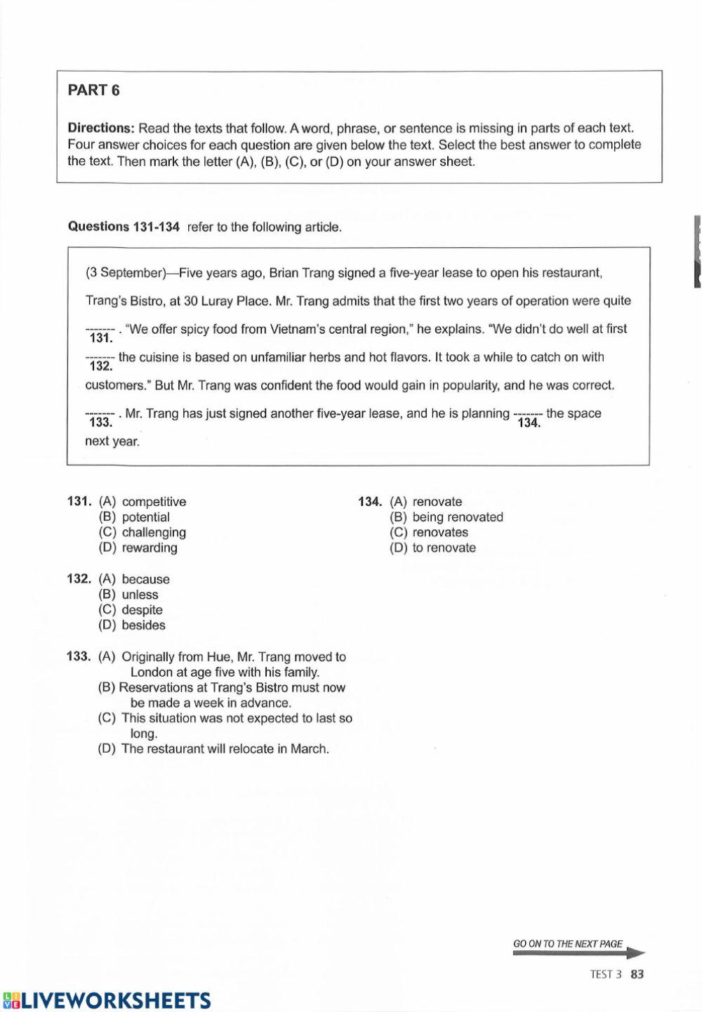 Part 6. test 3. ets 2019 worksheet | Live Worksheets