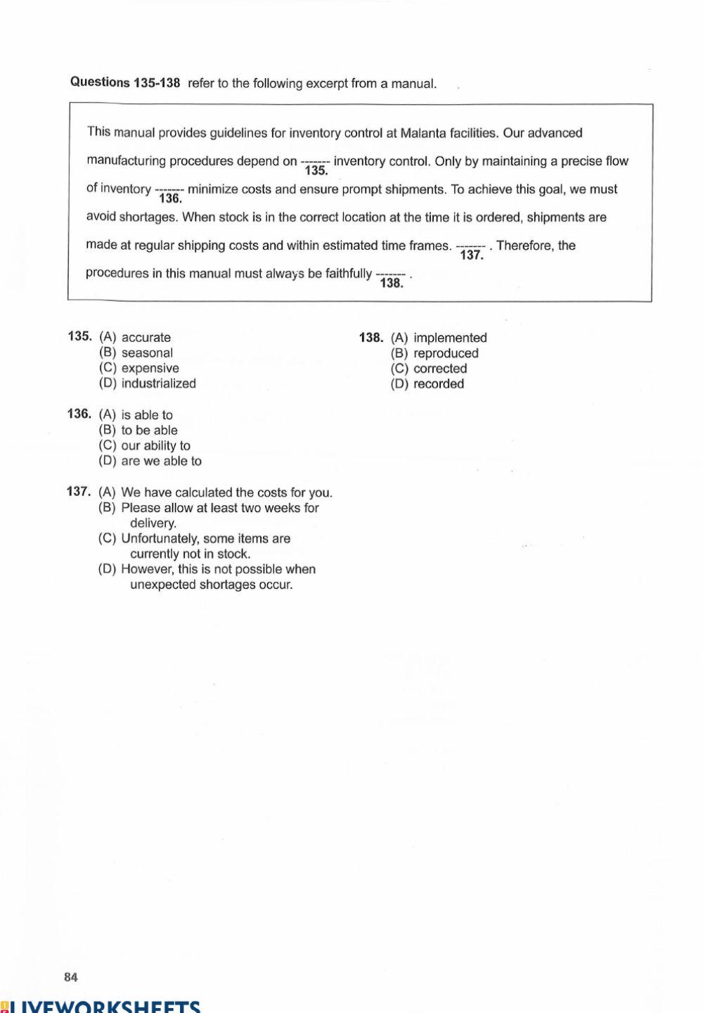 Part 6. test 3. ets 2019 worksheet | Live Worksheets