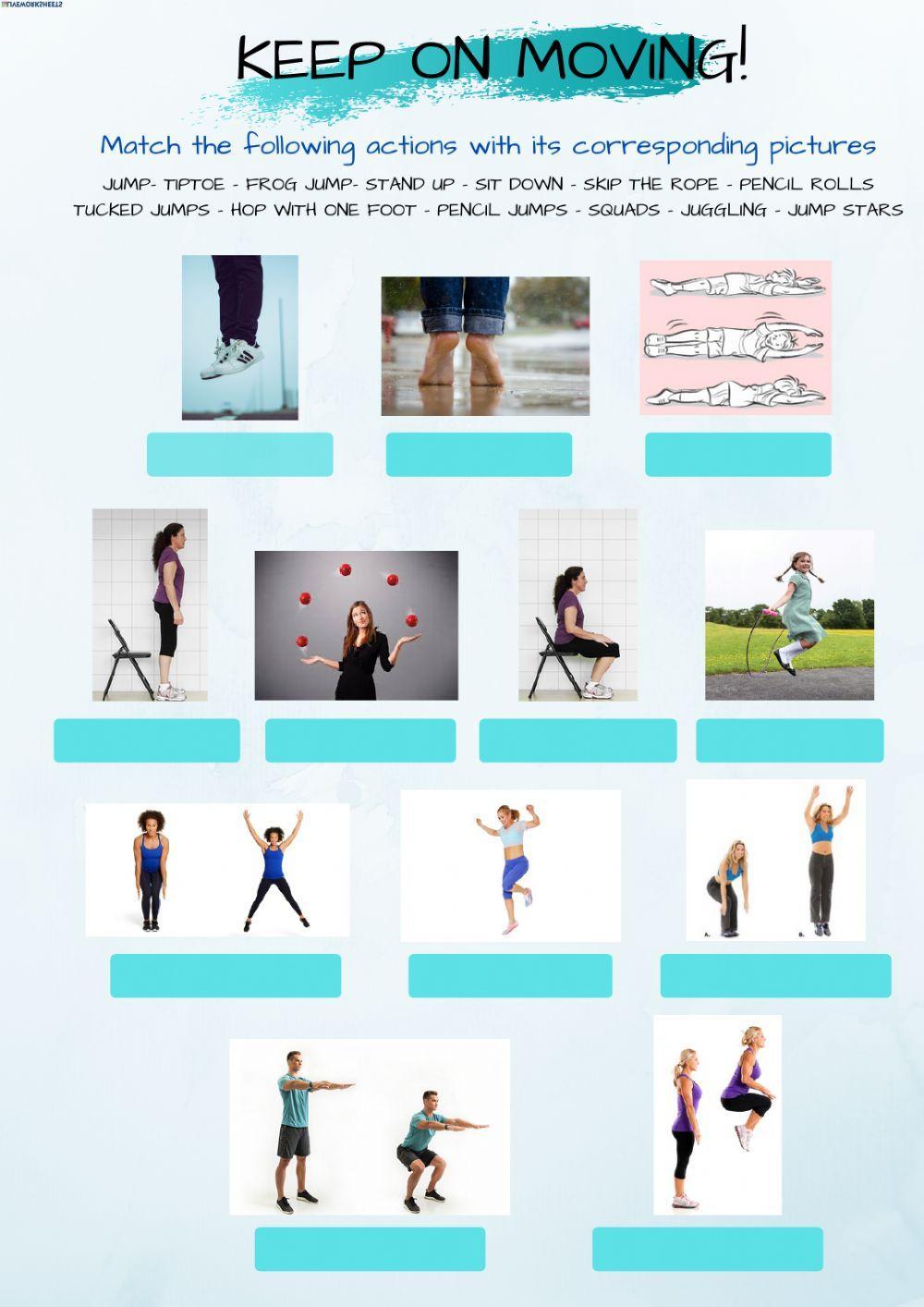 PE Actions review worksheet | Live Worksheets