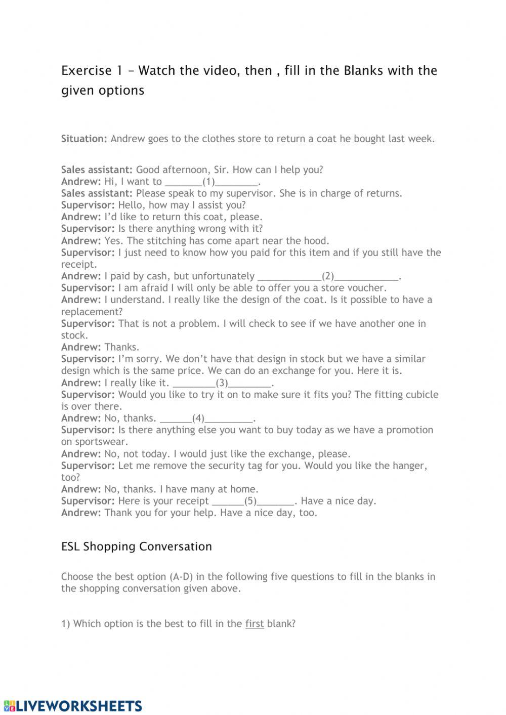 Shopping interactive activity | Live Worksheets