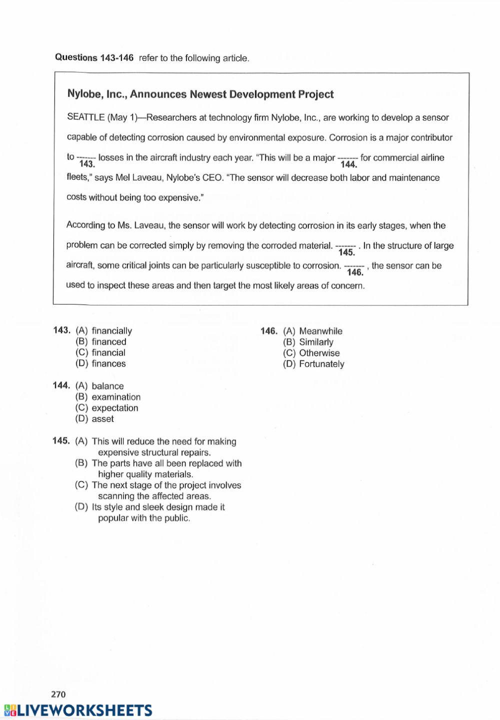 Part 6. test 9. ets 2019 worksheet | Live Worksheets