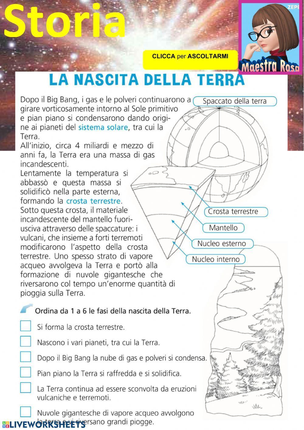 La storia della terra worksheet | Live Worksheets
