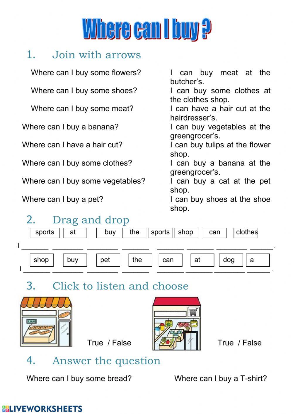 Where can I buy? | Free Interactive Worksheets | 73086