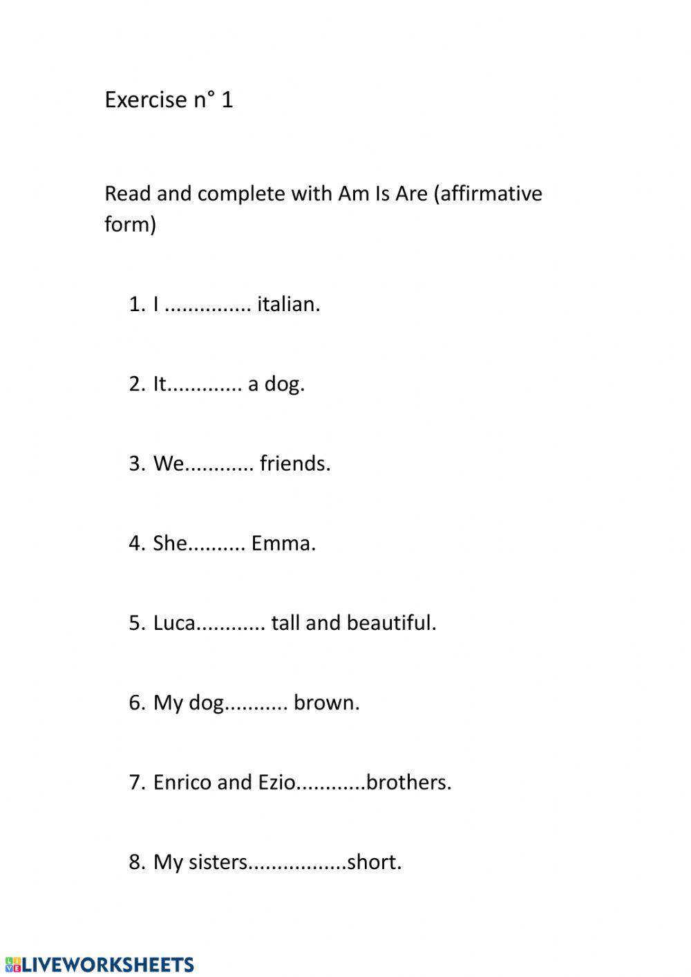 Verb To Be Affirmative Interrogative Negative Form Online Exercise verb-to-be-affirmative-interrogative-negative-form-online-exercise
