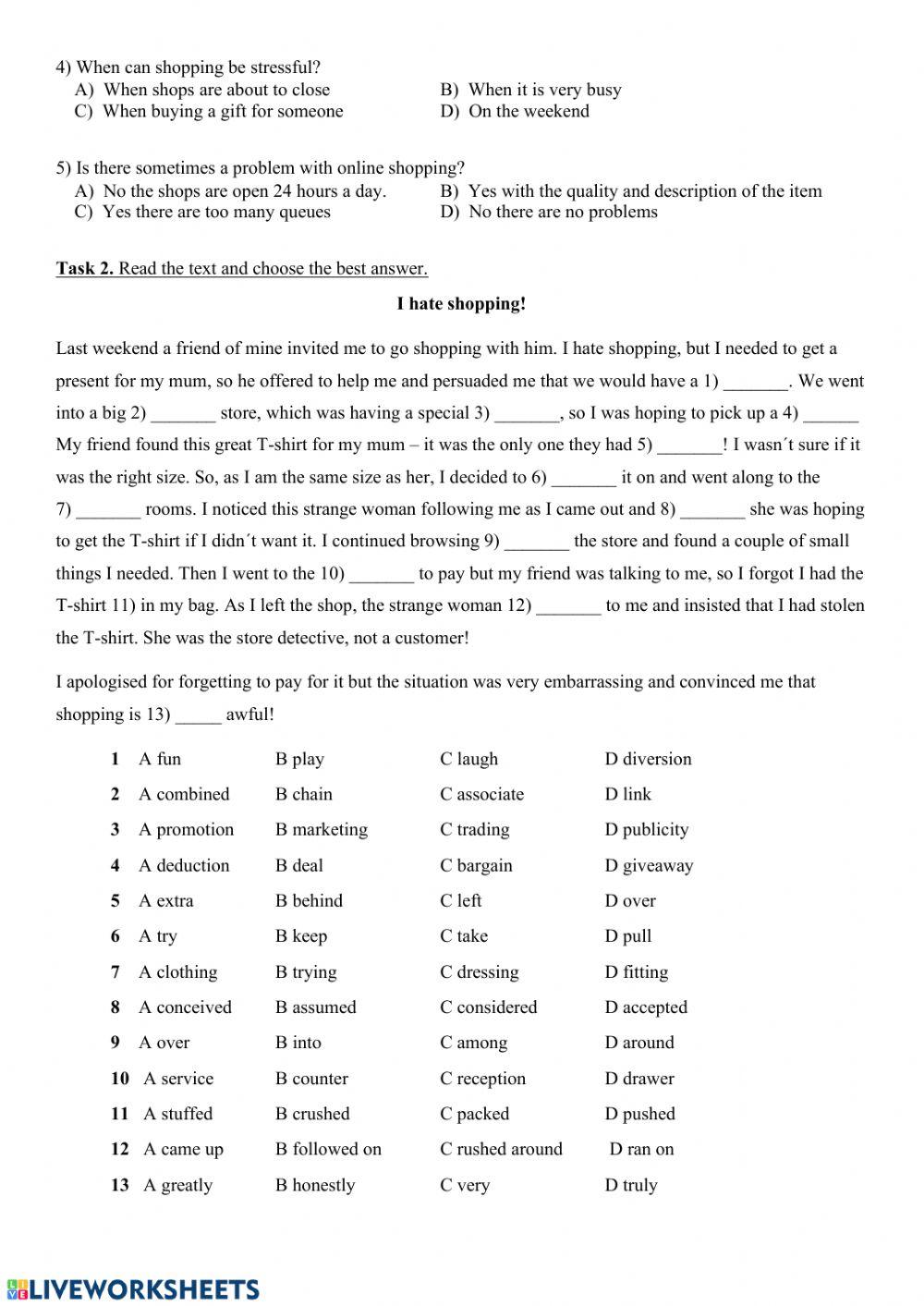 5426793 | Shopping reading (ESL) | Maiu | LiveWorksheets