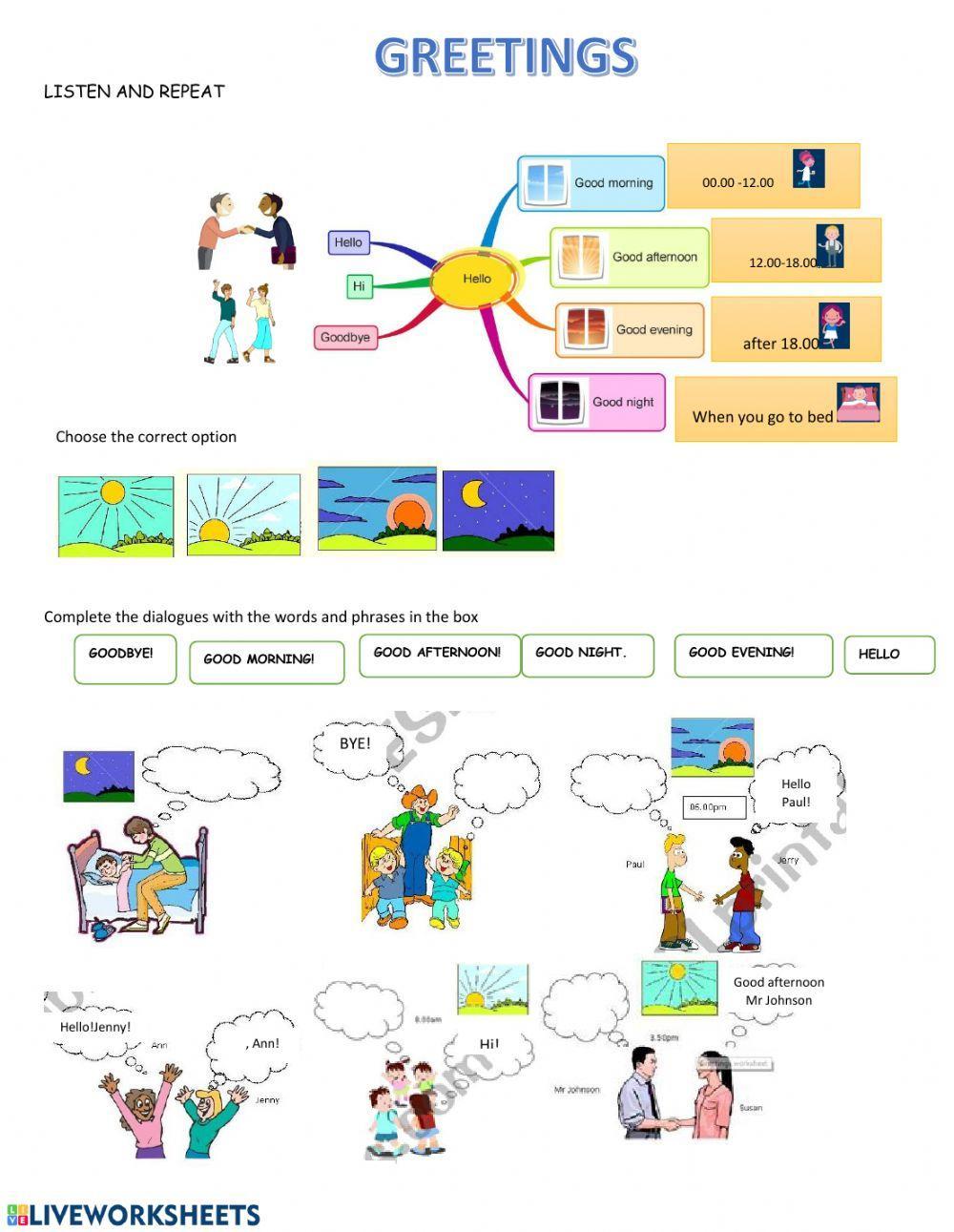 Greetings | Free Interactive Worksheets | 73251