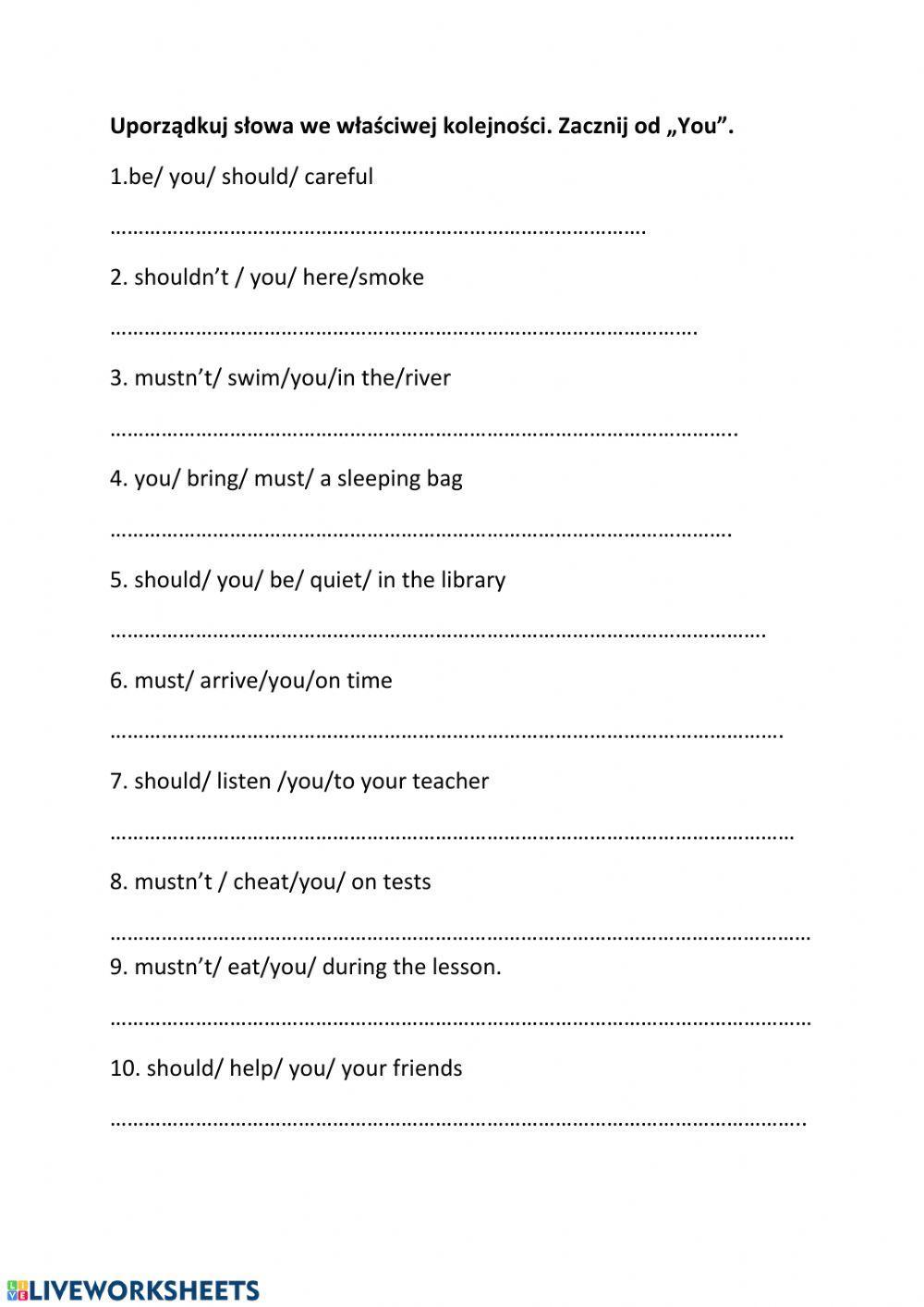 Must, should | Free Interactive Worksheets | 73227