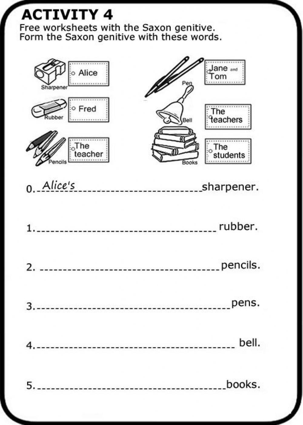 Saxon Genitive | Free Interactive Worksheets | 73502