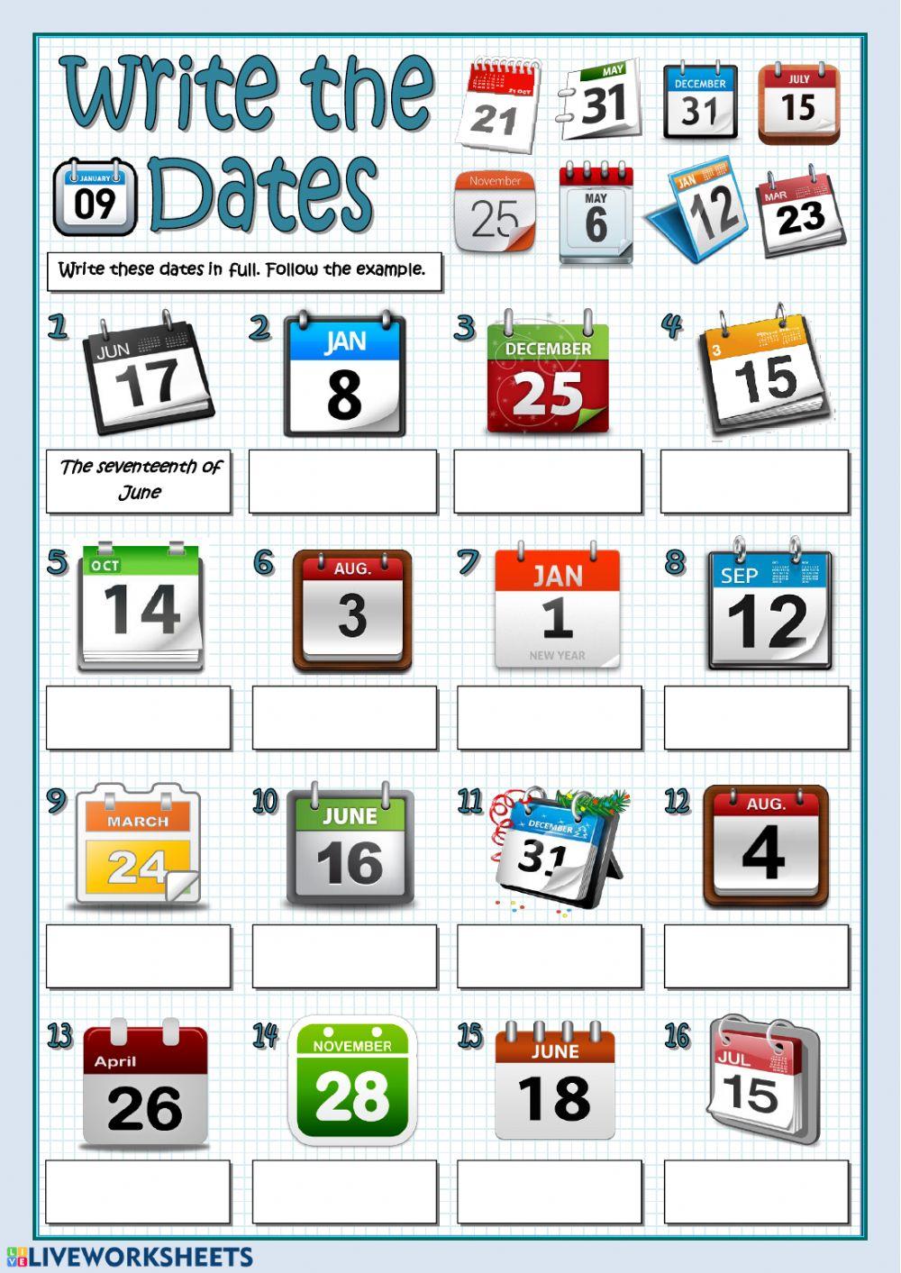 Dates in English online exercise for | Live Worksheets